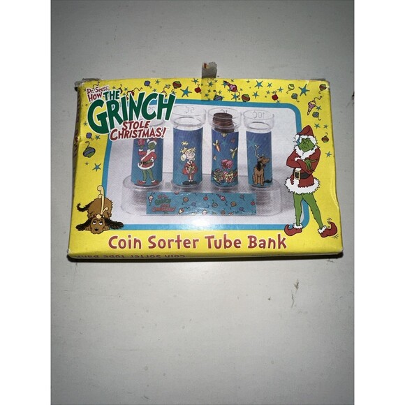 Holiday | Vintage Dr Seuss Coin Sorter Tube Bank Rare How The Grinch ...